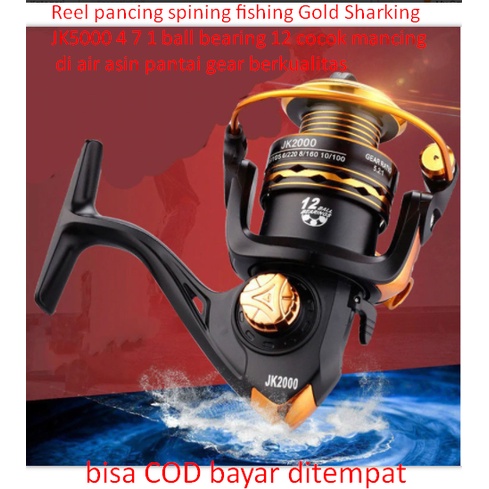 Jual Reel pancing spining fishing Gold Sharking JK5000 4 7 1 ball ...