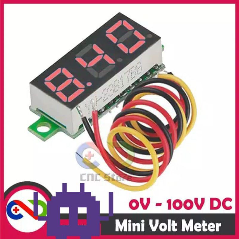 Jual Mini Digital Voltmeter 0 28 0 100v Dc 3 Kabel Volt Panel Volt
