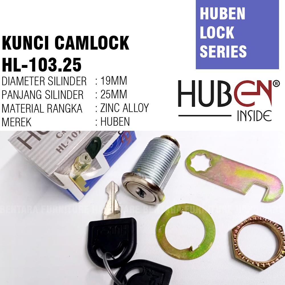 Jual HUBEN HL-103 / 25 MM - KUNCI LOKER HUBEN KUNCI CAMLOCK CAM LOCK LOCKER KUNCI LEMARI KUNCI ...