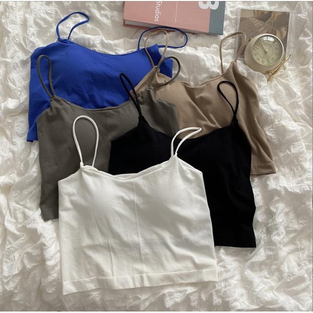 Jual Tank top wanita tali spaghetti crop top tanktop basic Feline ...