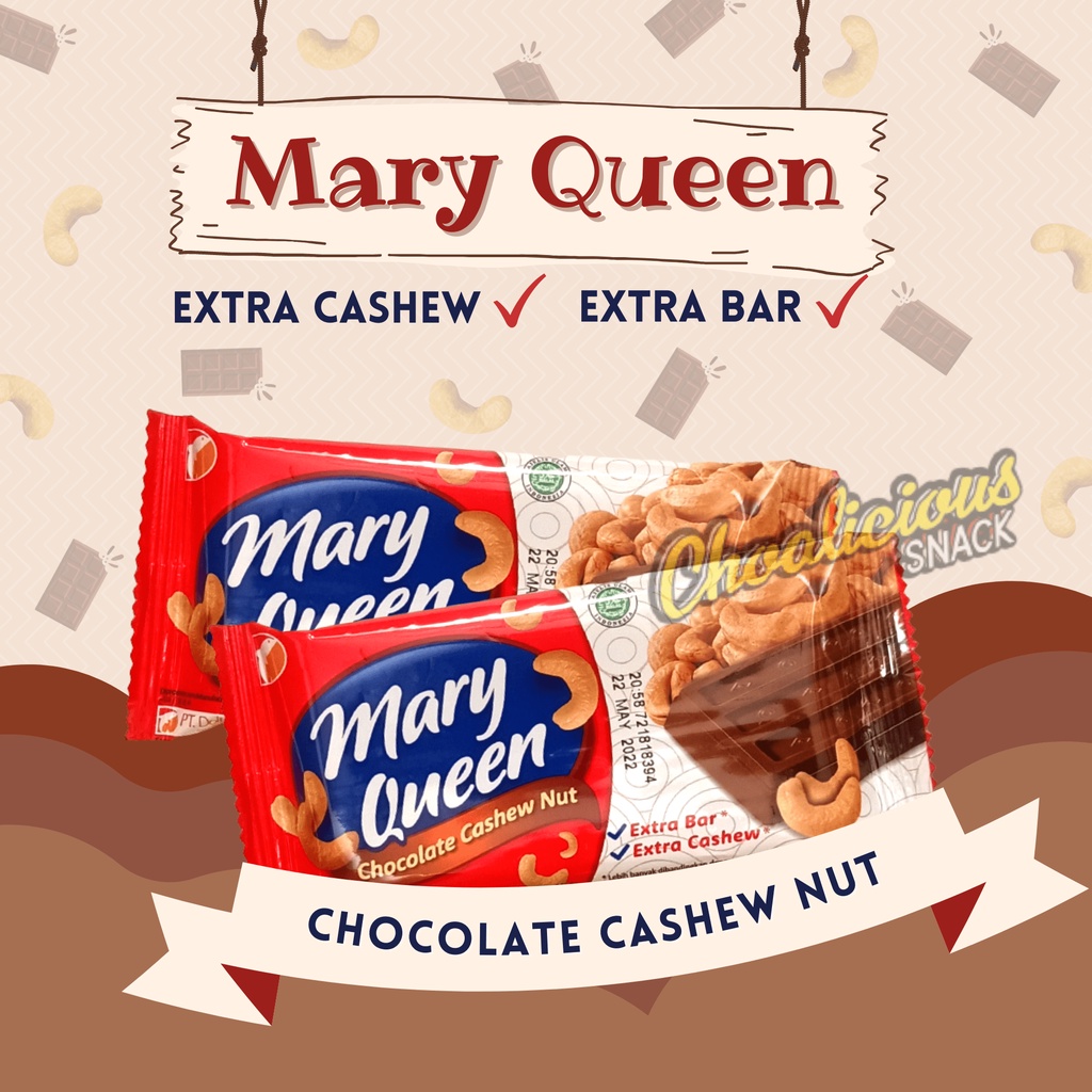 Jual COKLAT Cokelat Mary Queen Chocolate Cashew Nut 20 gram | Shopee ...