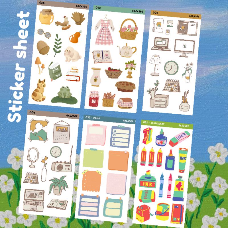 Jual sticker sheet journal bujo daily planner scrapbook aesthetic/ cute ...