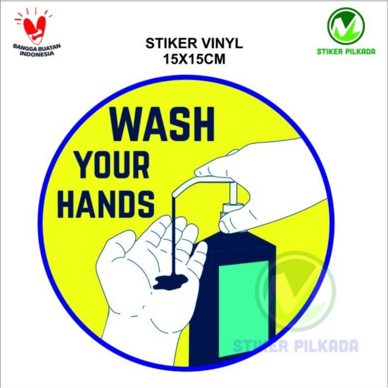 Jual STIKER WASH YOUR HANDS 15X15CM | Shopee Indonesia
