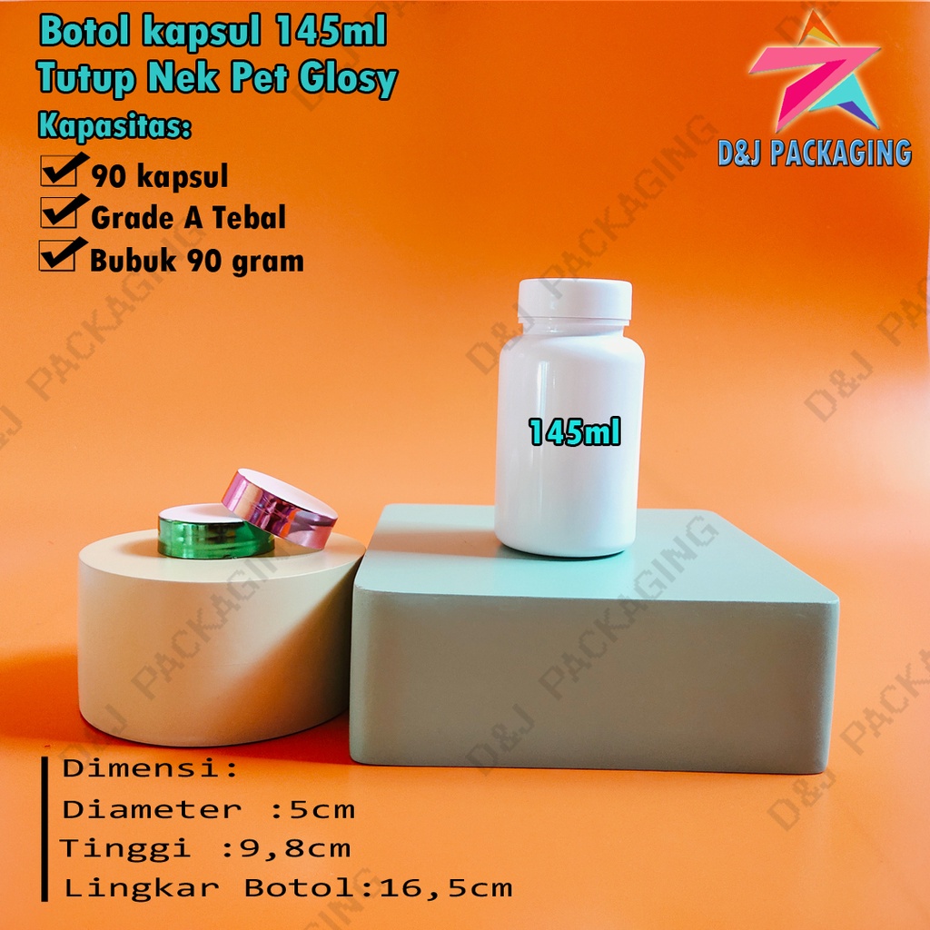 Jual Botol kapsul Isi 60 / Botol Obat kapsul 145ml + Plug Inner ...