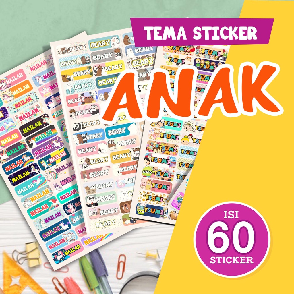 Jual Sticker nama anak -60 pcs | Shopee Indonesia