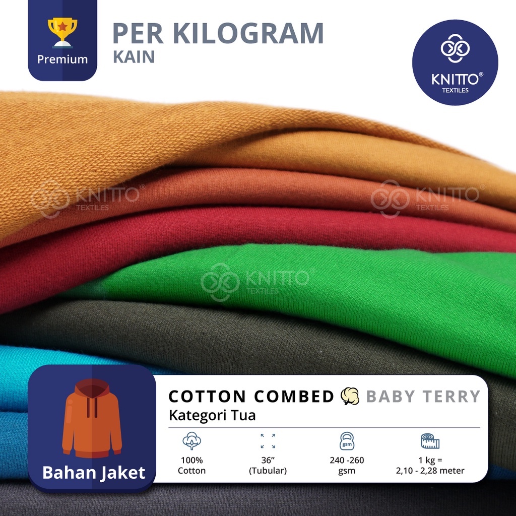 Jual KAIN COTTON COMBED BABY TERRY KATEGORI WARNA TUA ( BAHAN SWEATER ...