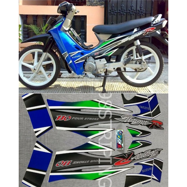 Jual STRIPING SHOGUN 110R BIRU TAHUN 2004 STIKER LIS STANDAR ORI SUZUKI ...
