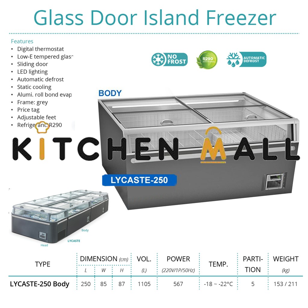 Jual GEA LYCASTE-250 body glass door island freezer - minimarket ...