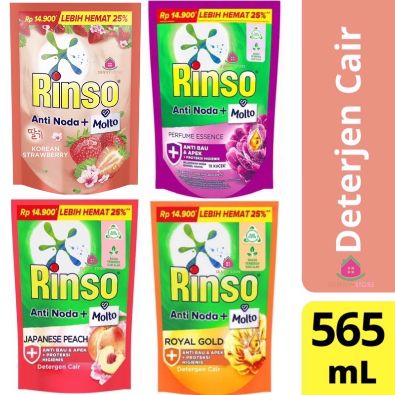 Jual RINSO MOLTO Deterjen Parfum Cair Detergent Liquid 565ml & 750ML ...