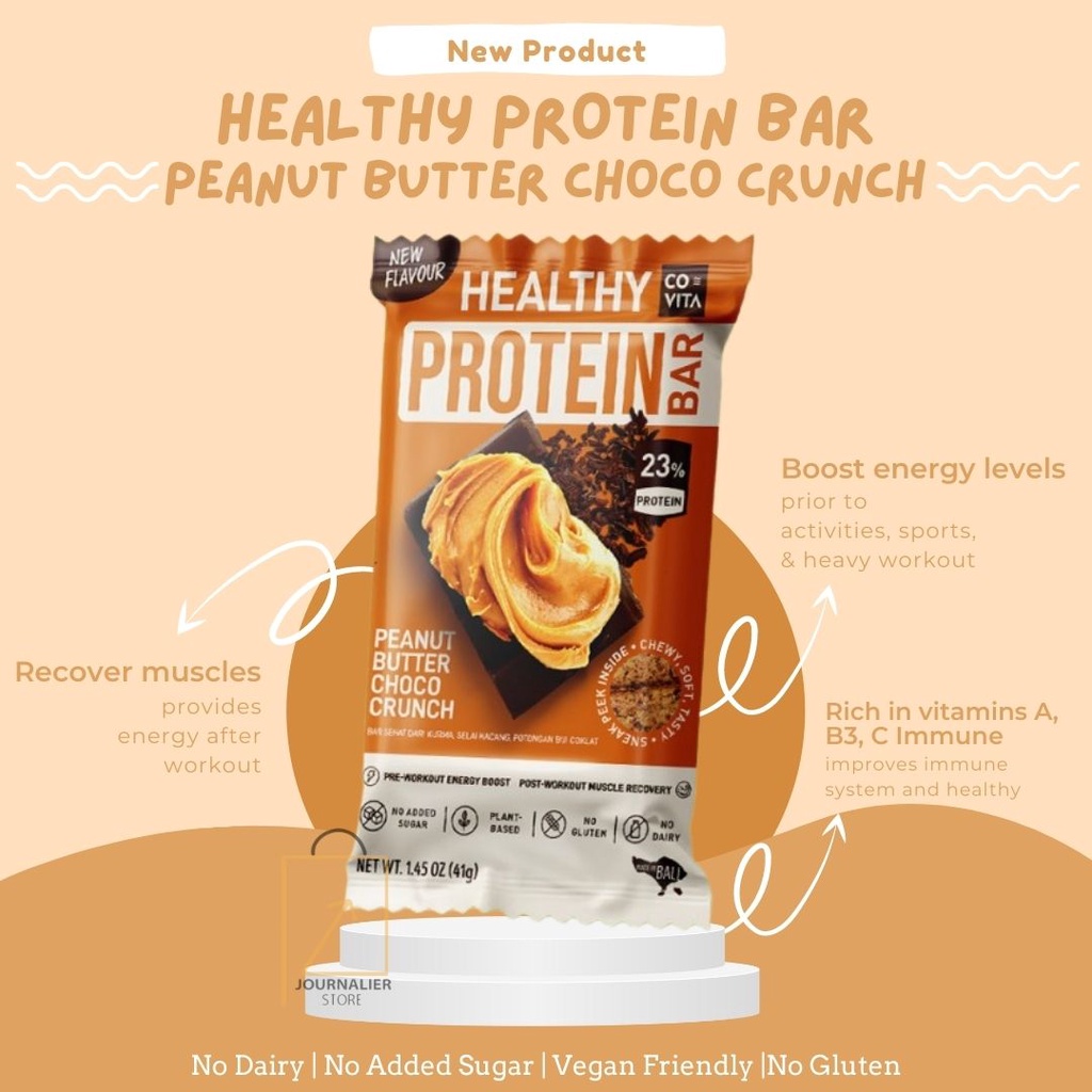 Jual COVITA Healthy Protein Bar Peanut Butter ChocoCrunch Superfood ...