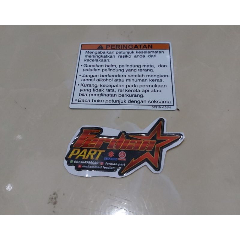 Jual Sticker Perhatian Satria Hiu Lumba 2tak 2 tak Original | Shopee ...