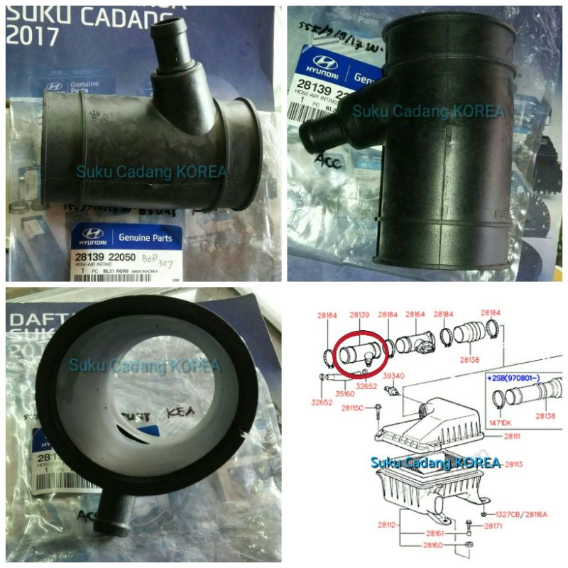 Jual Hose air intake selang udara panjang Hyundai Accent Bimantara ...