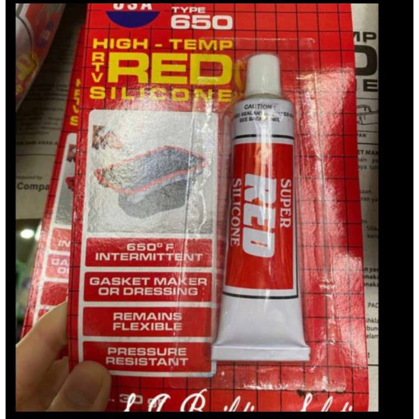 Jual Lem High Temp RED Silicone USA 650 30 gr, 70 gr Sealant Paking ...