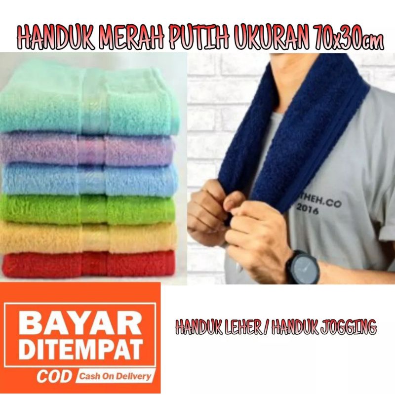 Jual HANDUK LEHER UKURAN 70X30 CM/handuk merah putih /handuk jogging ...