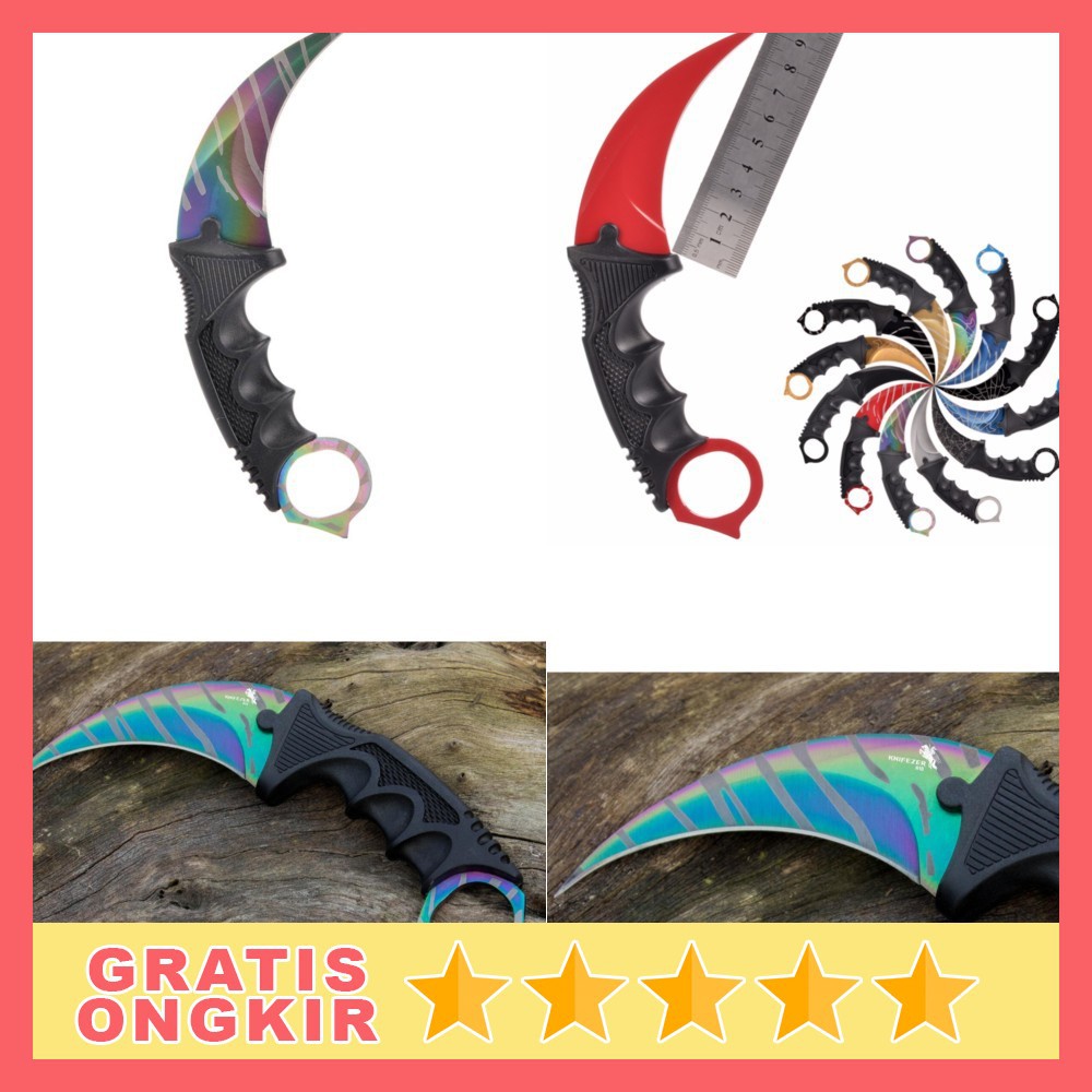 Jual KNIFEZER Vastar Pisau Karambit CS GO Collector Knife - H10 - Fiesta Stripe | Shopee Indonesia