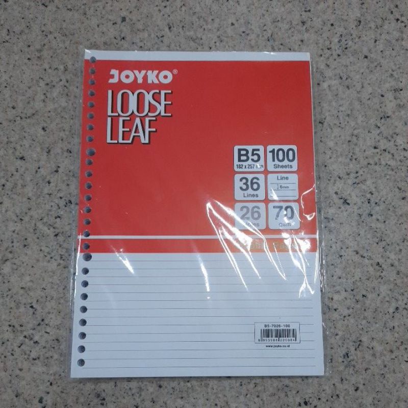 Jual Loose Leaf B5 Joyko Isi 100 Lembar (182x257mm) | Shopee Indonesia