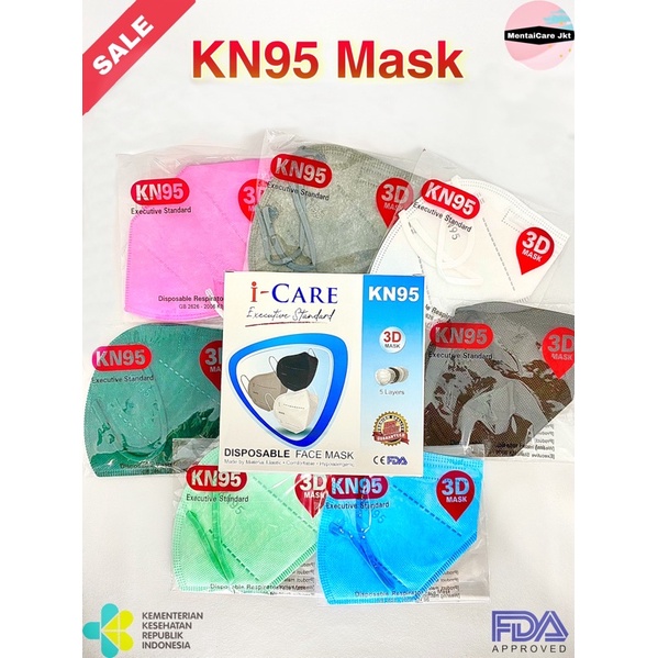 Jual KN95 WARNA icare 5ply mask earloop isi 10pcs i-care surgical mask ...