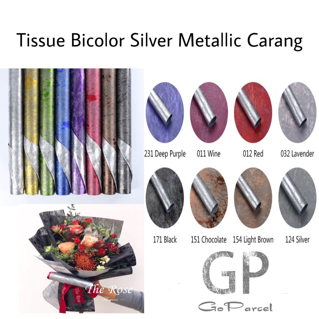 Jual ( 3 Lembar ) TISSUE BICOLOR SILVER METALLIC CARANG - FLOWER ...
