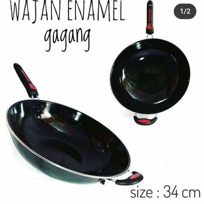 Jual Wajan Gagang Enamel Wajan Anti Lengket/Wajan Enamel Gagang 34Cm ...