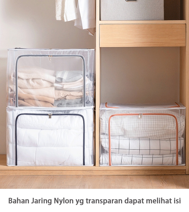 Jual Halu Storage Box 66L Double Zipper Frame Baja Large Besar Multifungsi kotak Penyimpanan ...