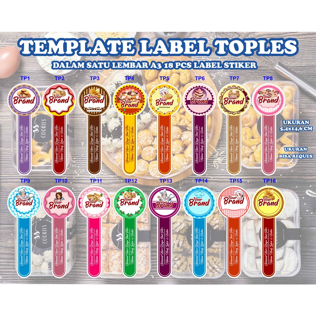 Jual Stiker Label Toples Kue, Snack, Makanan, Ukuran 1 Lembar A3 ...
