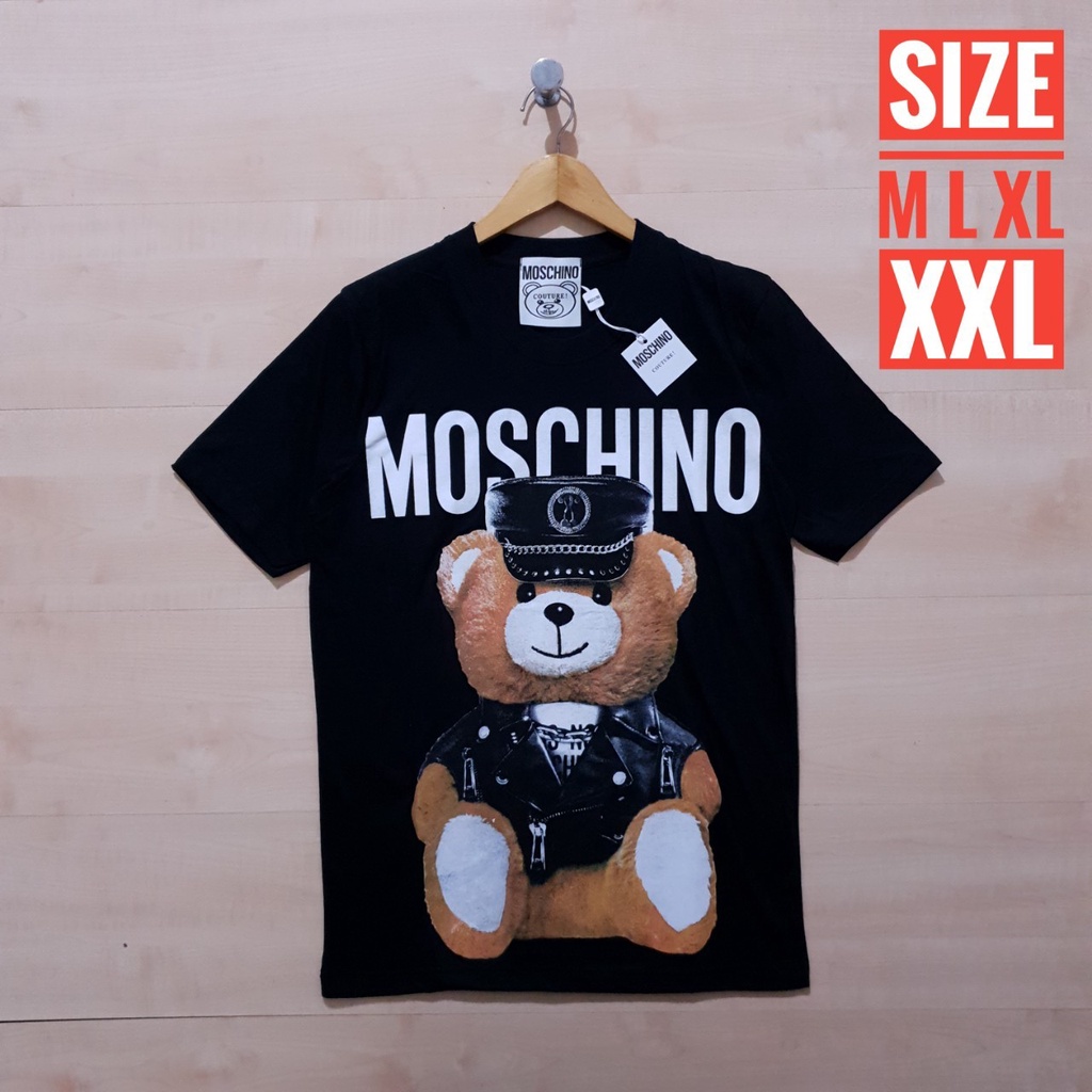 Jual [COD] KAOS T SHIRT MOSCHINO OFFICER TEDDY BEAR TEE BEST VERSION BLACK BIG SIZE M L XL XXL ...