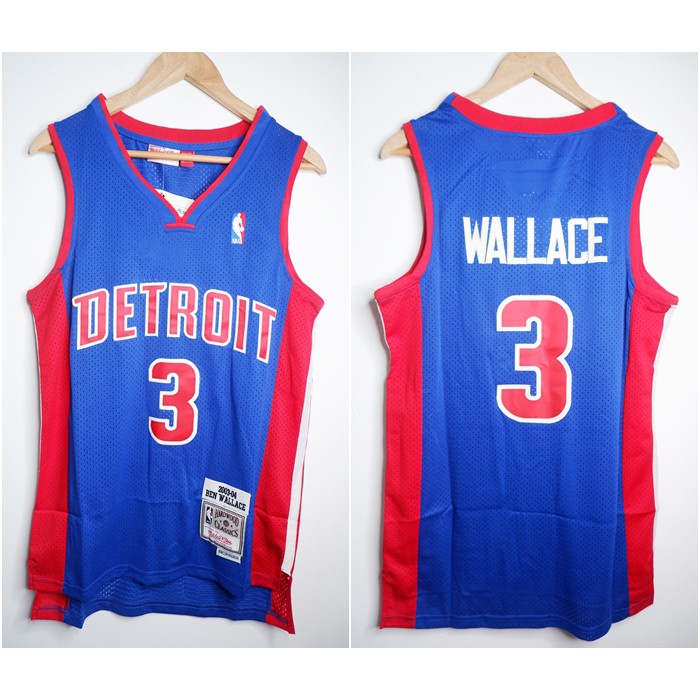 Jual JERSEY BASKET NBA CLASSIC HWC DETROIT #3 BEN WALLACE BIRU MITCHELL ...