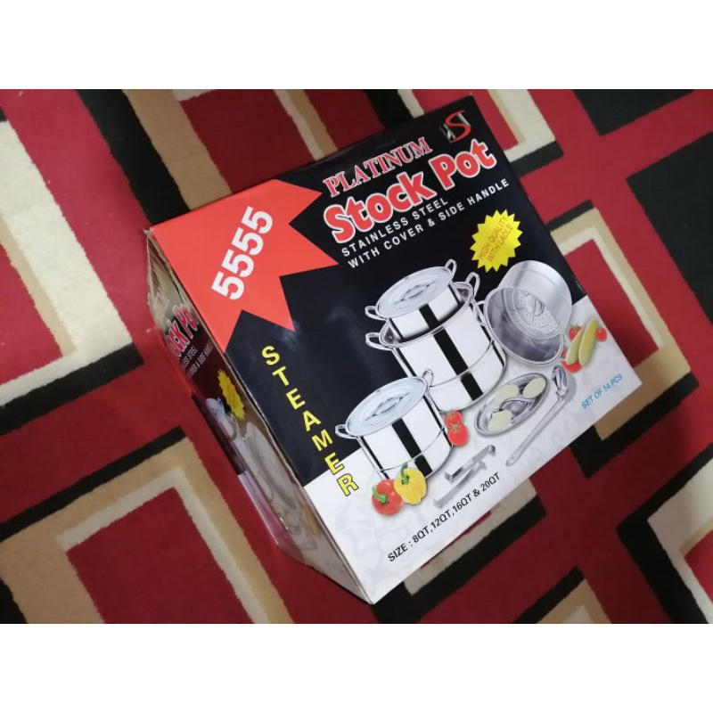 Jual panci set 4 panci dan dandang steamer platinum stock pot 5555 ...