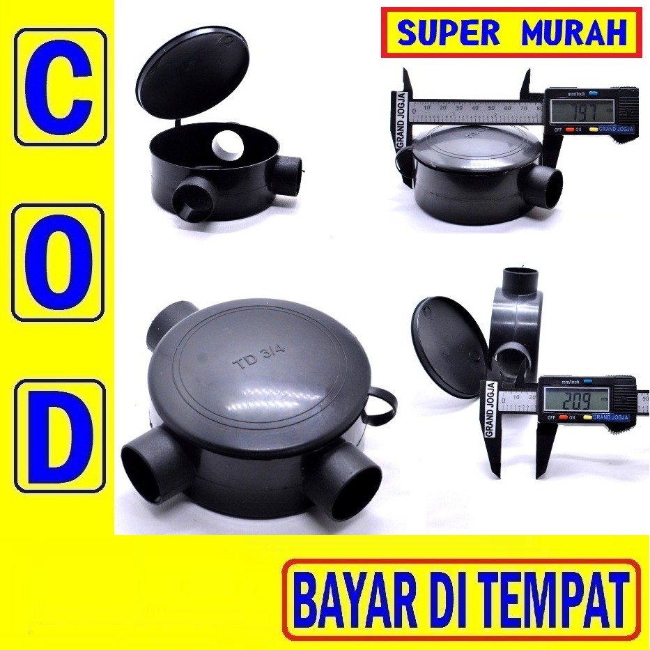 Jual KOM 18E T DOOS 3 CABANG HITAM 3/4 Dus Dos Sambungan Terminal Kabel ...