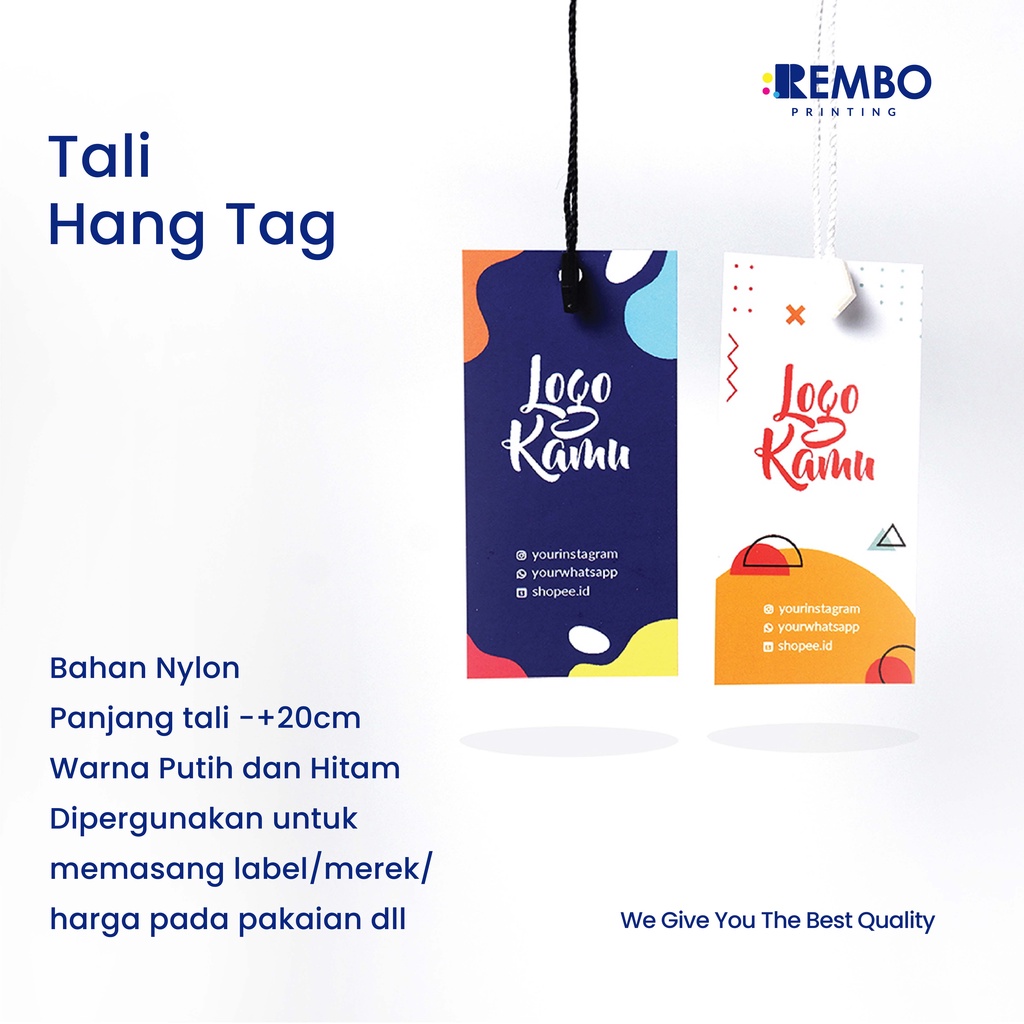 Jual Tali Hangtag Tali Handtag Merk Hitam dan Putih Premium Loop Pin ...