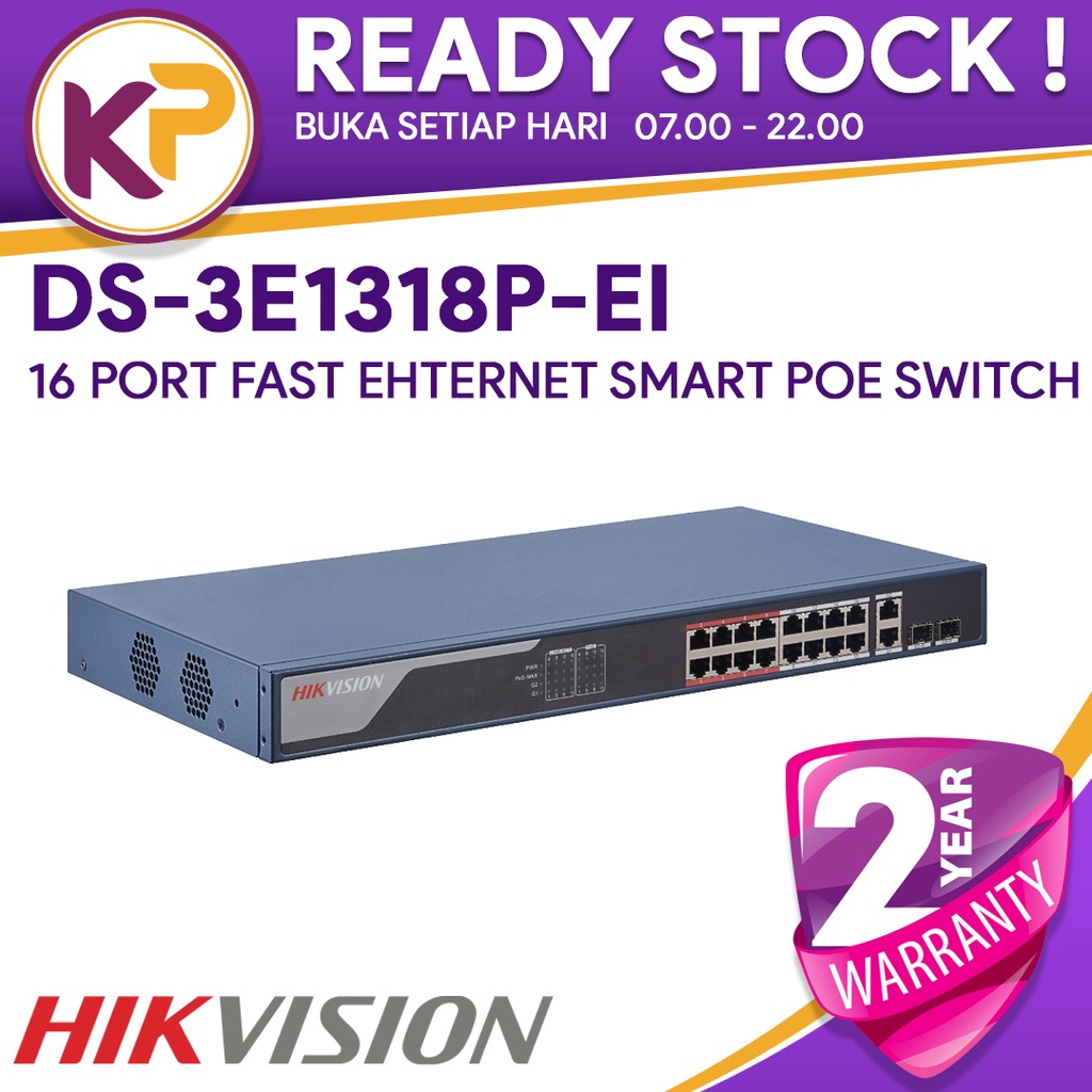Jual HIKVISION DS-3E1318P-EI HIKVISION 16 PORT FAST ETHERNET POE SWITCH | Shopee Indonesia