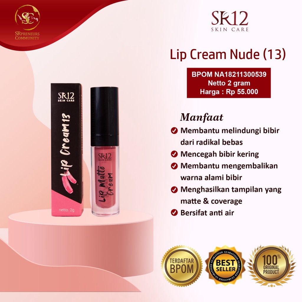 Jual LIP CREAM MOIST SR12 BEBAS PARABEN! LIP CREAM 13 SR12 | Shopee Indonesia
