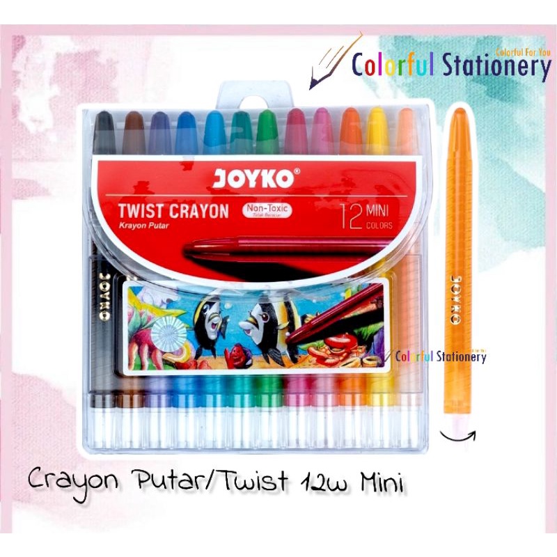 Jual Crayon Putar / Kerayon Putar Joyko 12 Warna Pendek TWCR-12 MINI ...