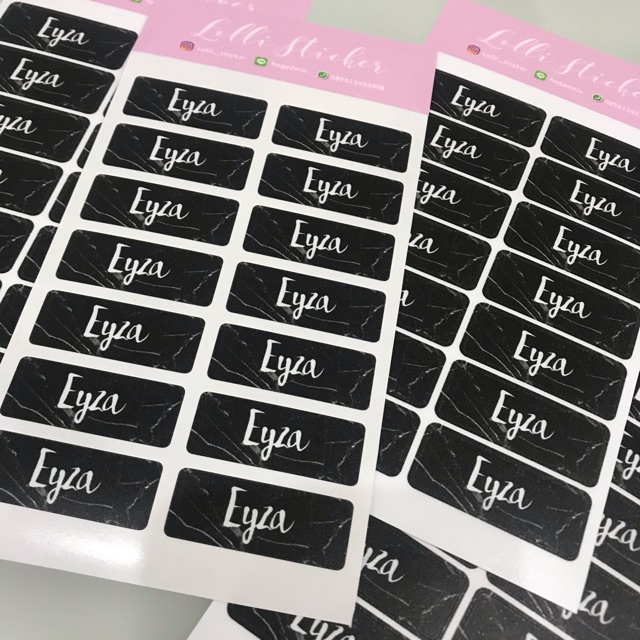 Jual Sticker Nama Marble Black Sticker Label Nama Waterproof | Shopee ...