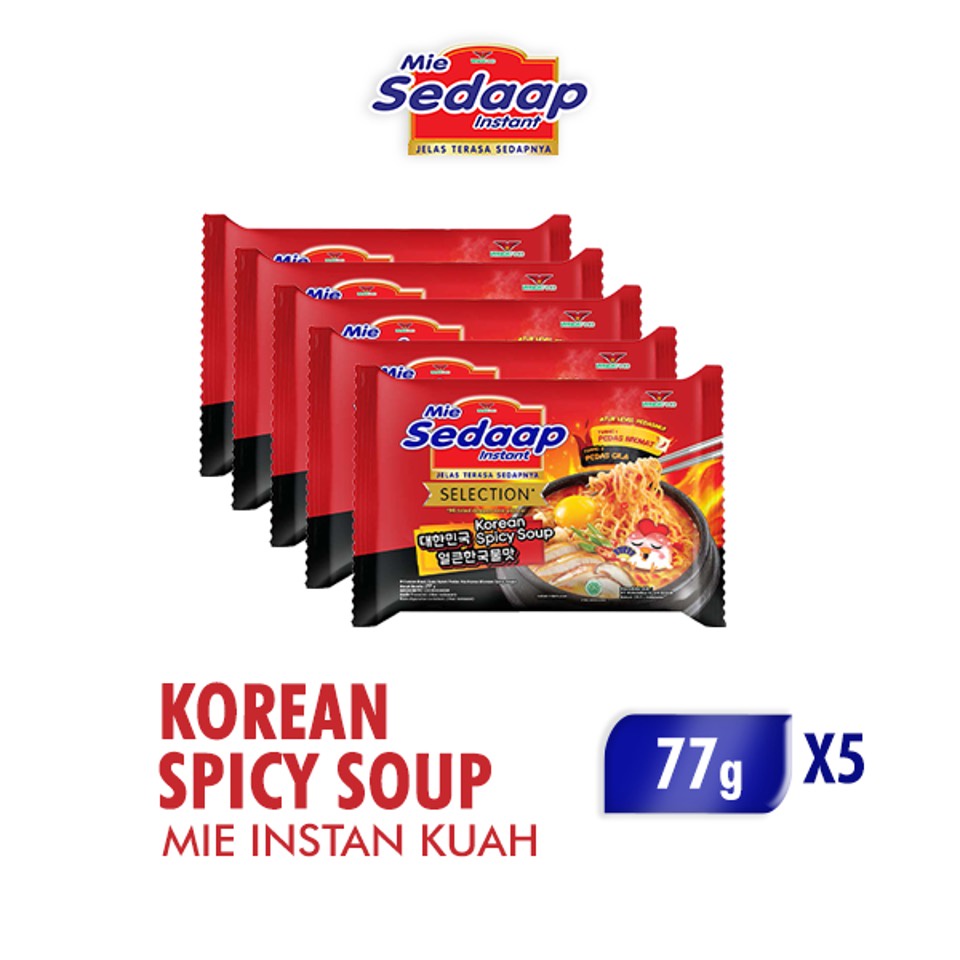 Jual Sedaap Mie Instan Korean Spicy Soup Bag 77 gr x5 | Shopee Indonesia