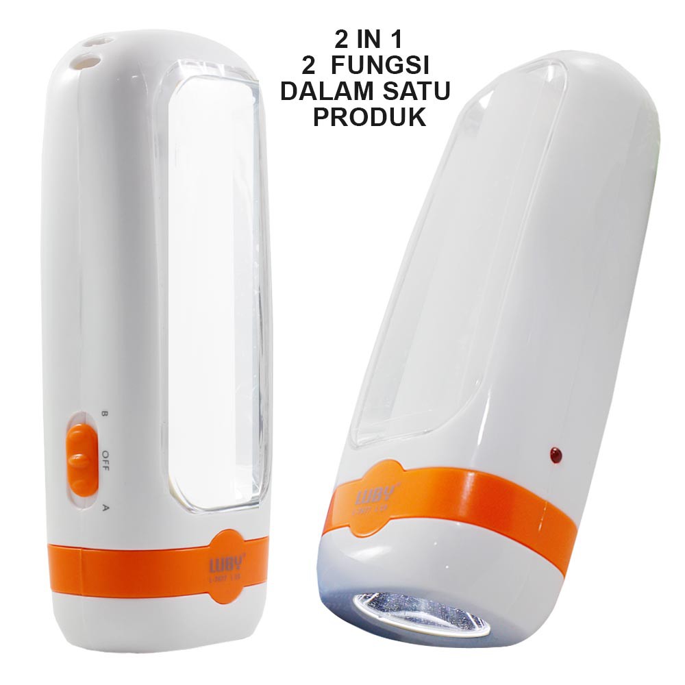 Jual Senter Rechargeable Lampu Emergency 2 In 1 LUBY L7677 1 LED + 10 ...