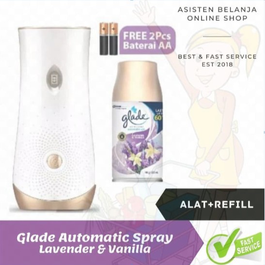 Jual GLADE Matic Device Alat + Refill 225ml Lavender & Vanila Air Freshener Spray Pengharum ...