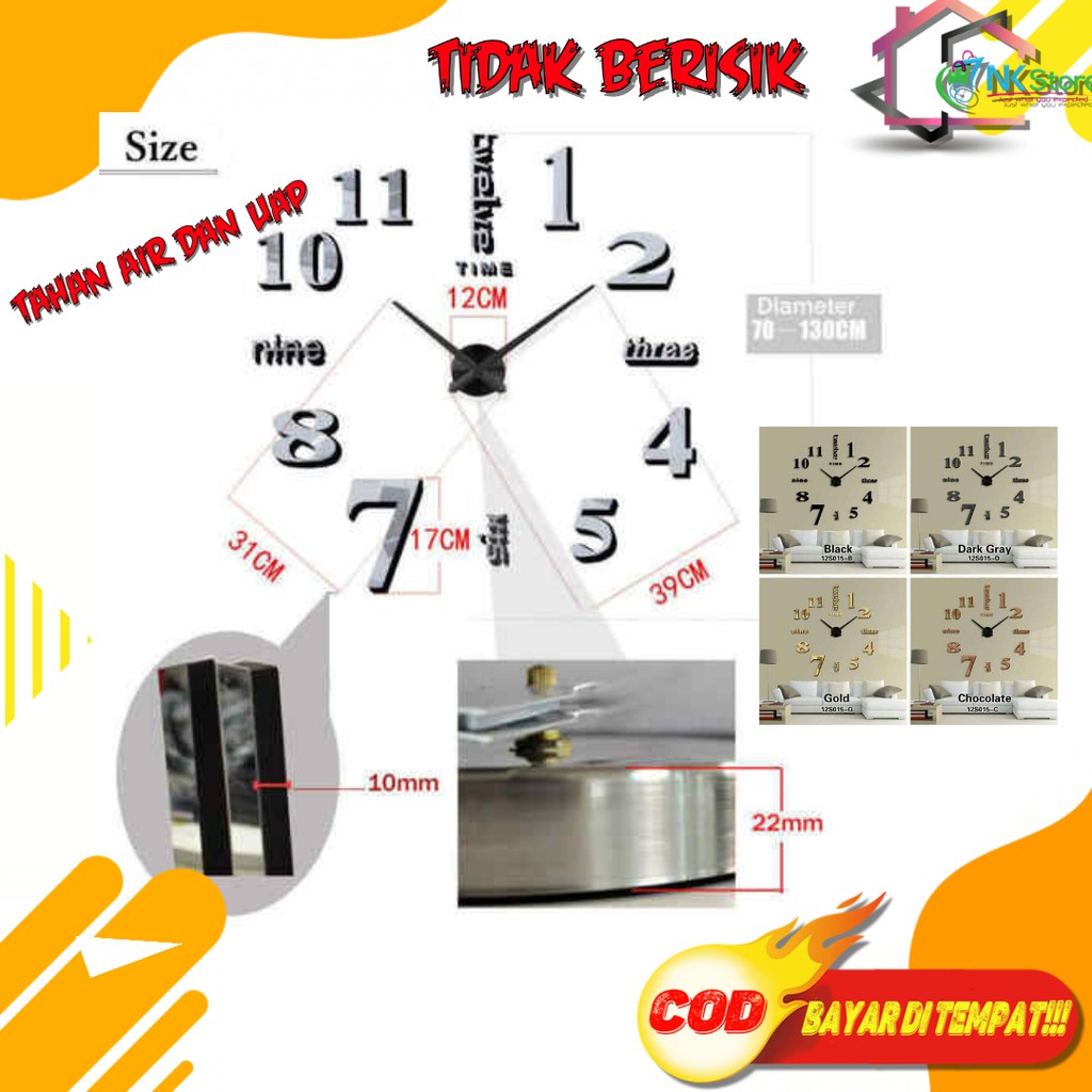 Jual Jam Dinding Besar Raksasa DIY Minimalis Tempel Murah Giant Clock ...