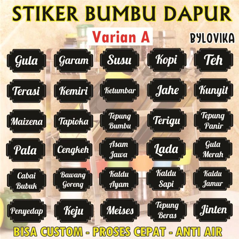 Jual READY CUSTOM STIKER NAMA BUMBU DAPUR LABEL PENANDA BUMBU GARAM ...