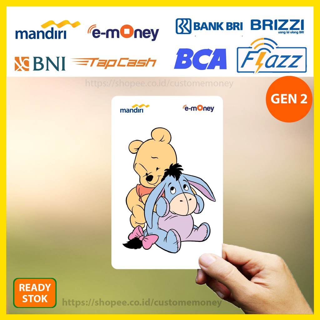 Jual KARTU EMONEY ANIME POOH EEYORE LUCU CUTE ETOLL E-MONEY MANDIRI ...