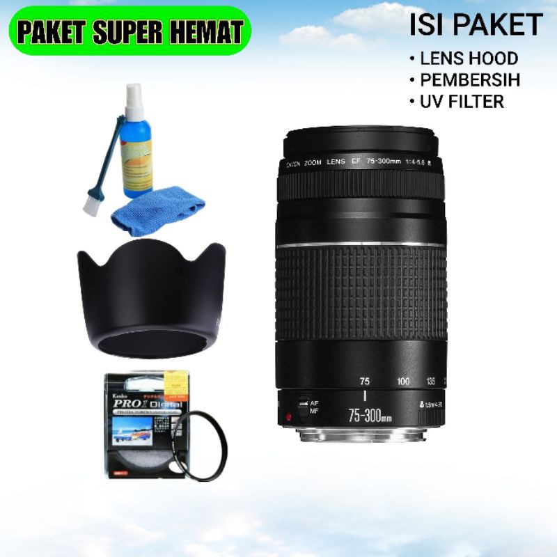 Jual LENSA TELE CANON ZOOM EF 75-300MM ORIGINAL DAN BERGARANSI 1 TAHUN ...