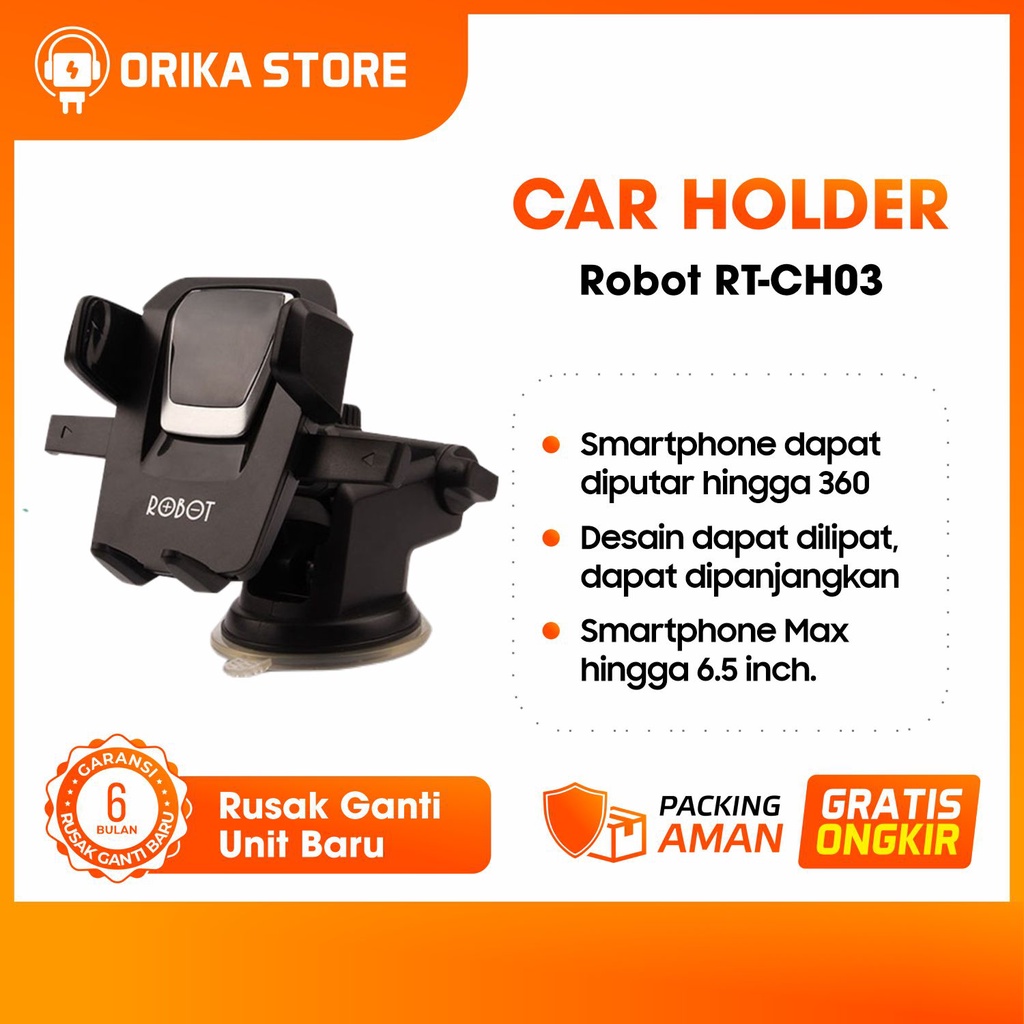 Jual CAR HOLDER Robot RT-CH03 360 Rotatable Car Stent Black | Shopee ...