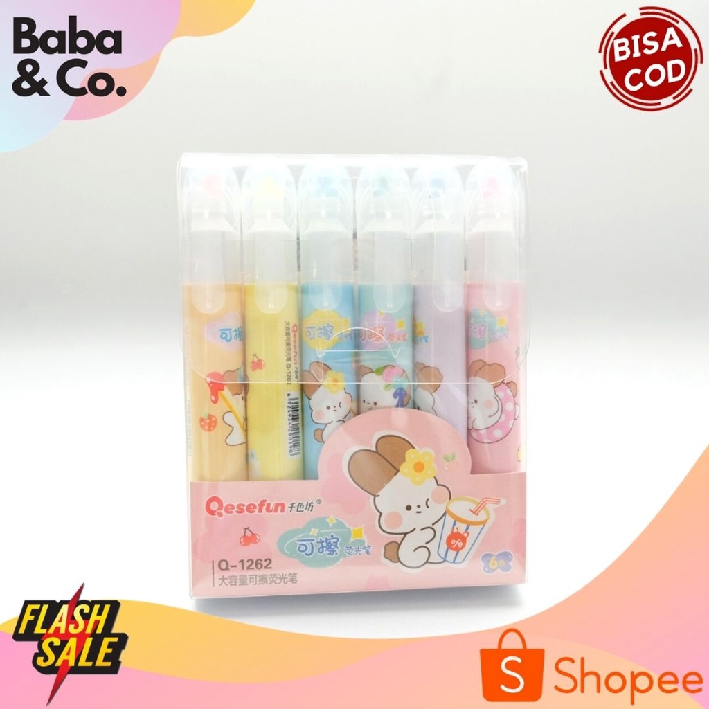 Jual STABILO QESEFUN 1 SET ISI 6 PCS BISA DI HAPUS HIGHLIGHTER UNIK ...