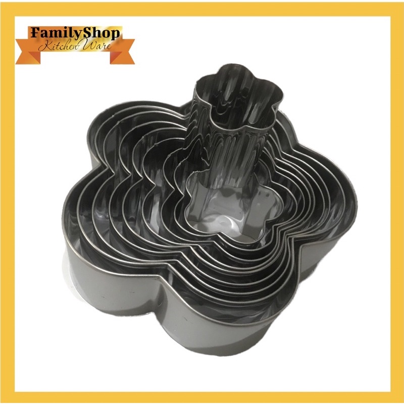 Jual Cookies Cutter Kue 10 ukuran Motif Bulat Love Persegi Bunga Tetes ...