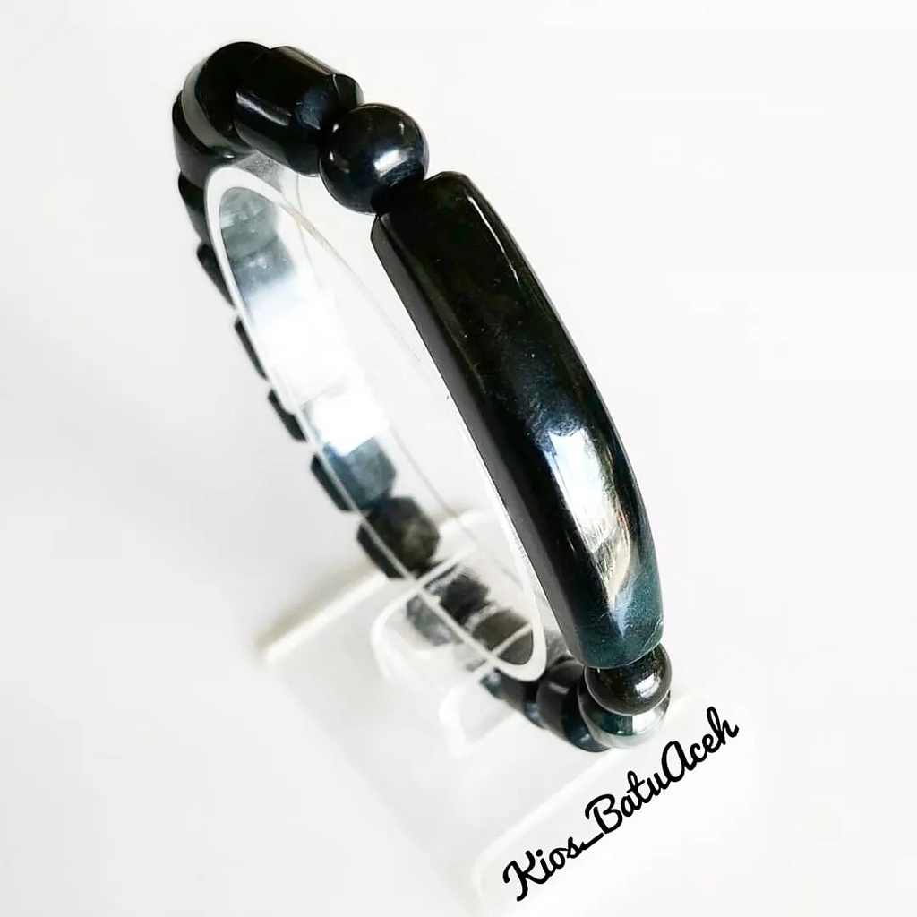 Jual Gelang Batu Giok Hitam Black Jade Asli Aceh Original Cutting Plat ...