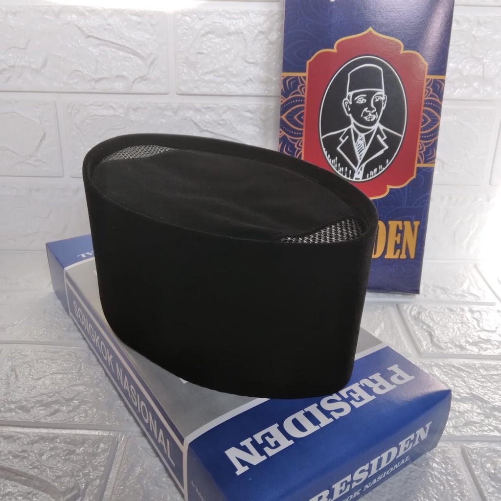 Jual PECI SONGKOK KOPIAH HITAM POLOS AC ANAK ANAK DAN DEWASA TINGGI 9CM | Shopee Indonesia
