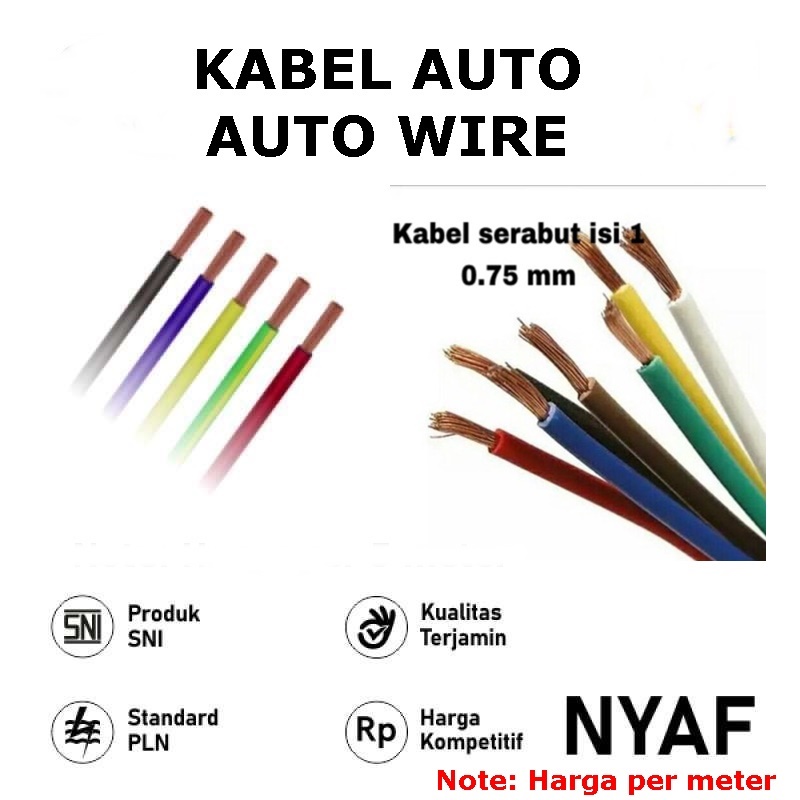 Jual Kabel Auto Wire / Kabel Audio / Kabel Body / Kabel Serabut NYAF 1 ...