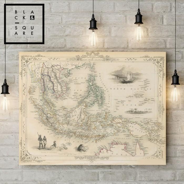 Jual Peta Indonesia Vintage / Antique - Replica Vintage Map + Frame ...