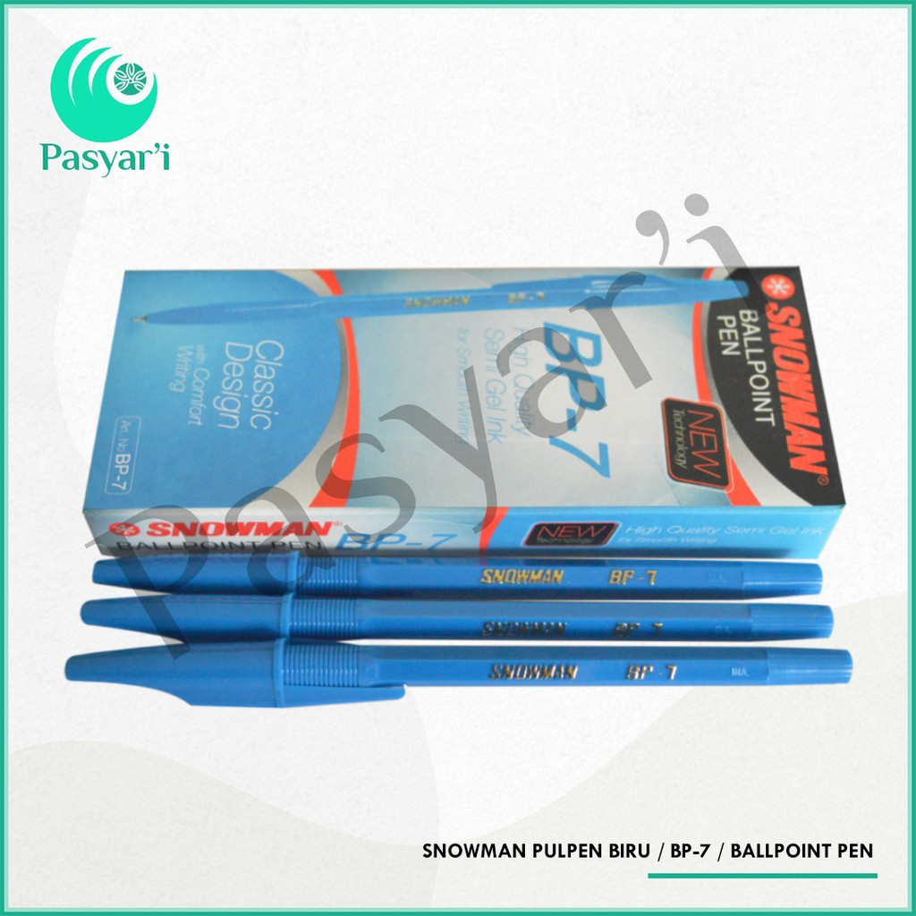 Jual Snowman pulpen Biru / BP-7 / Ballpoint Pen | Shopee Indonesia