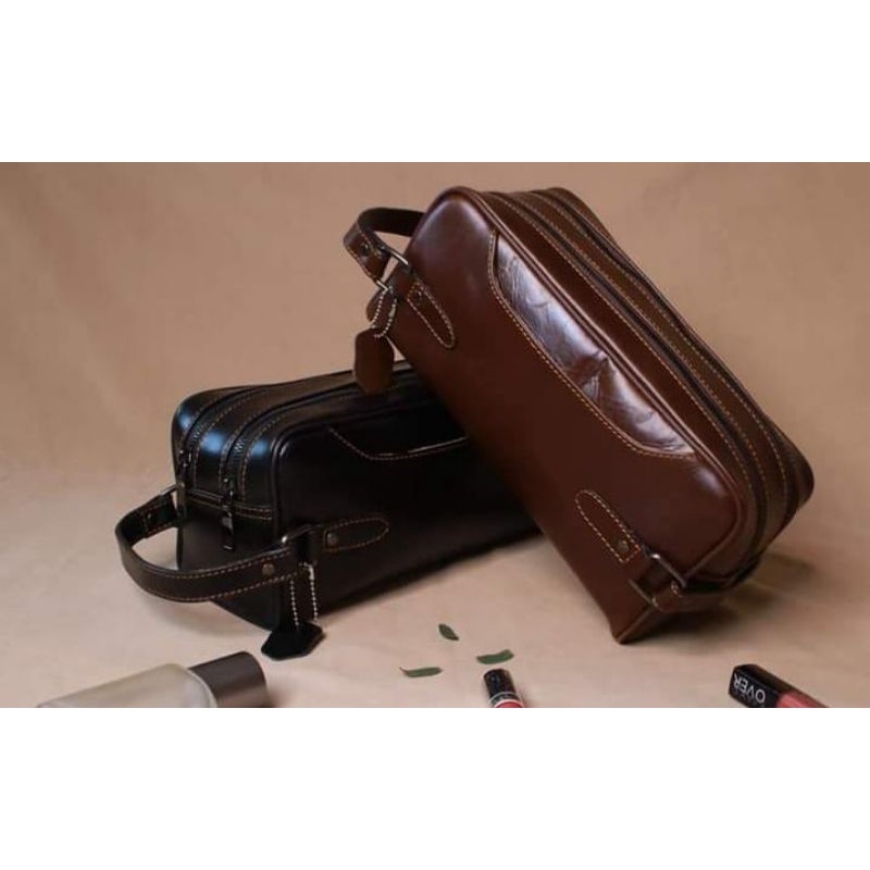 Jual Pouch Bag Kulit Multifungsi Wanita / Pria Kulit Sapi Asli | Shopee ...